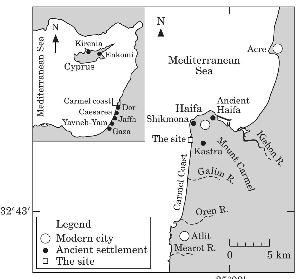 Location map: haifa region and the location of the site.