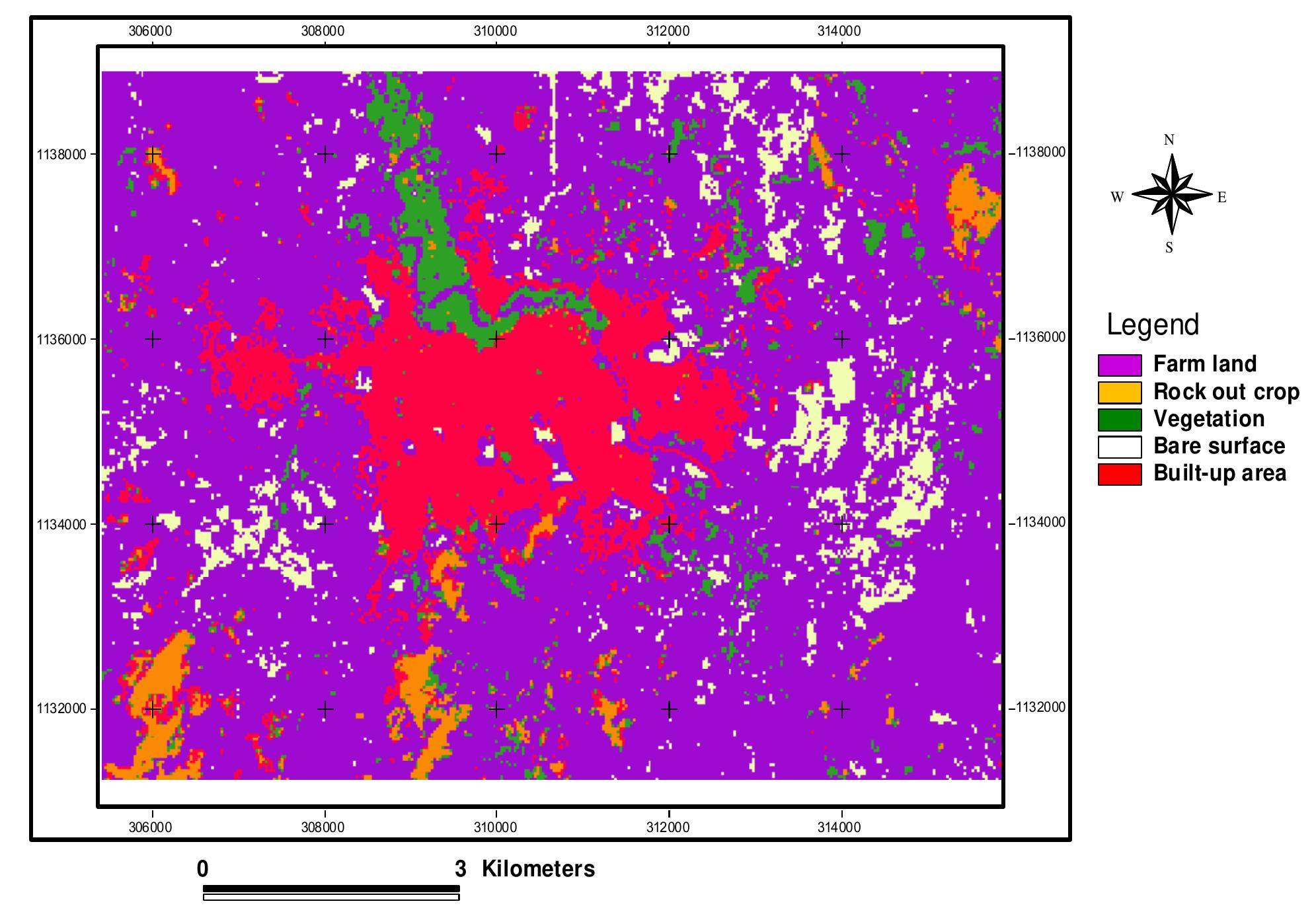 Classified landsat etm+ of mubi 2010. table 2. confusion