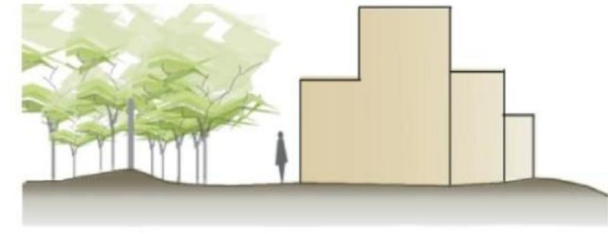 Typical section showing boundary wall raised to visually