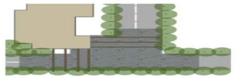 Plan showing the trestment of circulation highlighting the