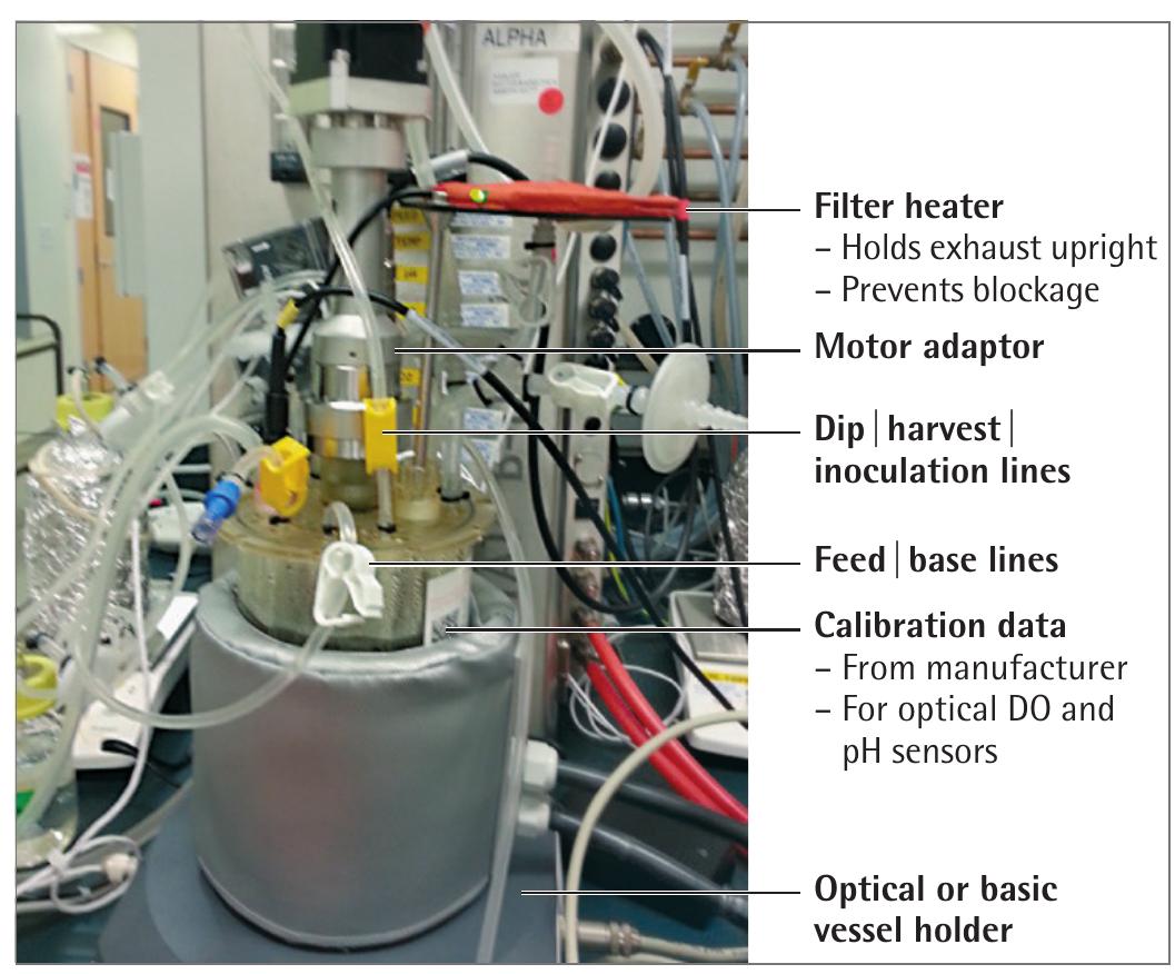 Set up of water jacketed 2l univessel” su for harvest and