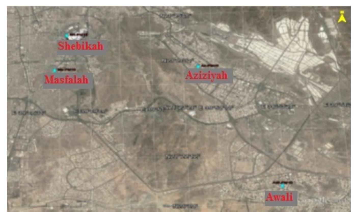 A map showing sampling locations b. sampling method
