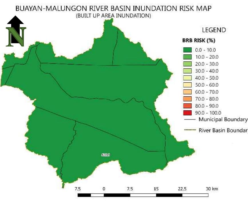 Buayan-malungon river basin built-up area risk map in the