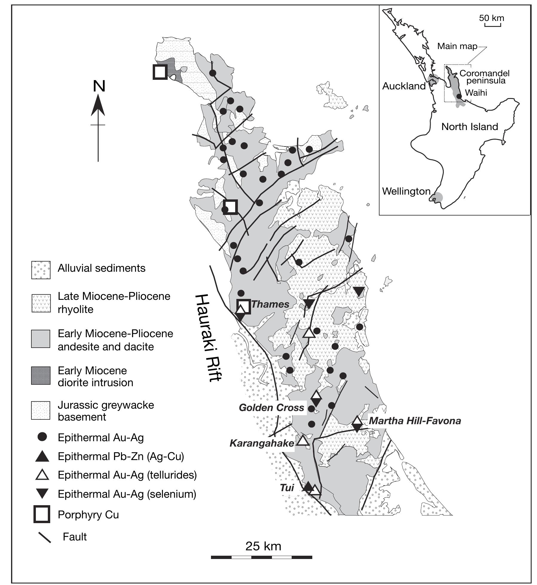 Fic. 16. map of epithermal and porphyry deposits in the