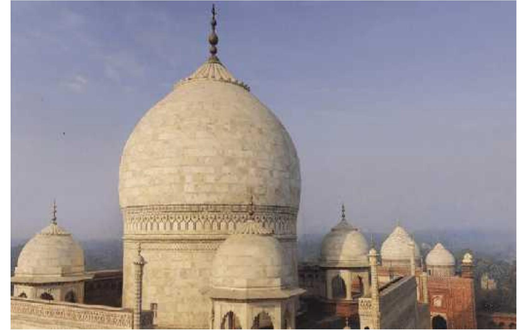 Inverted lotus on the dome of taj mahal, india