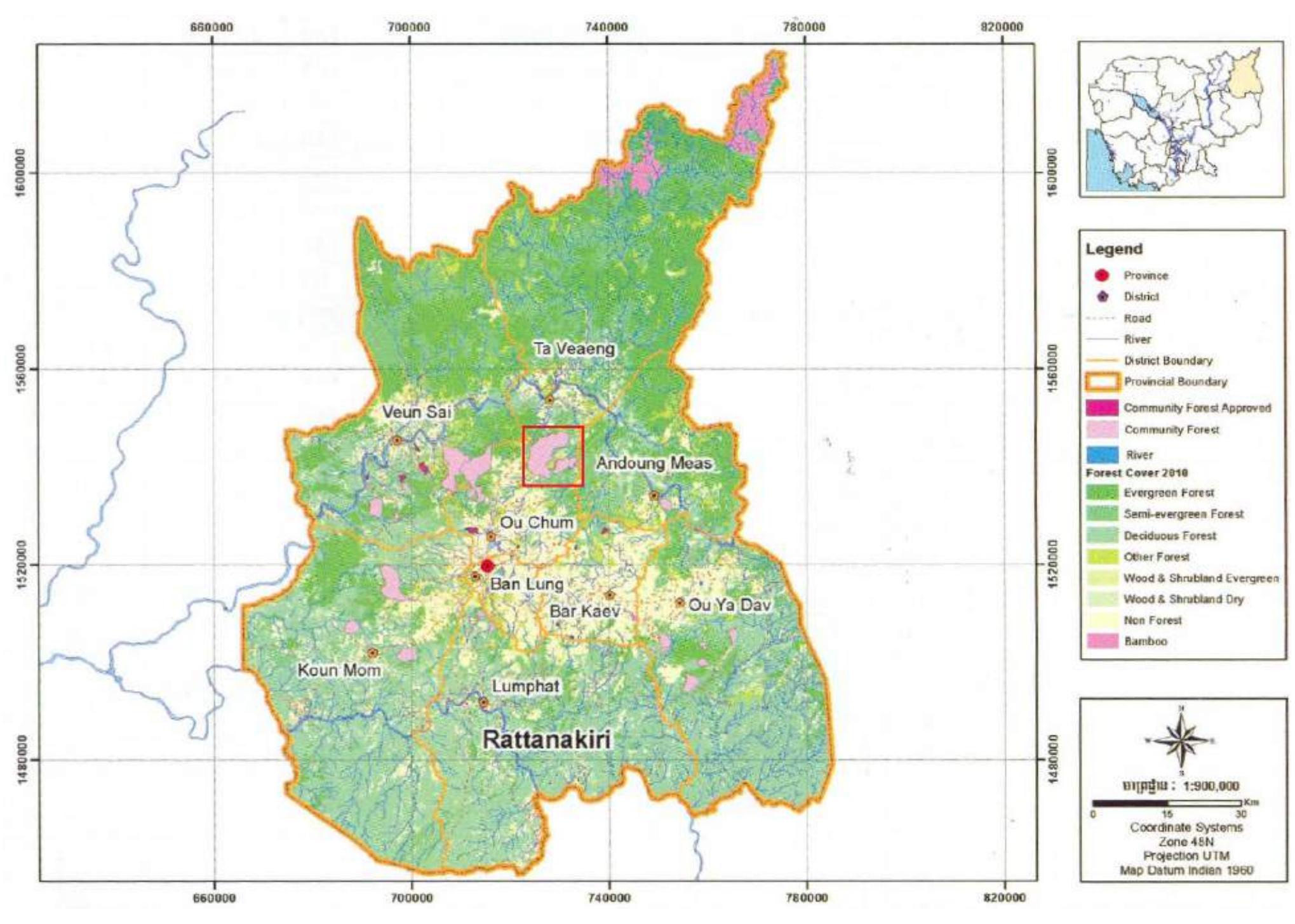 Map of community forest in ratanakiri in the research will