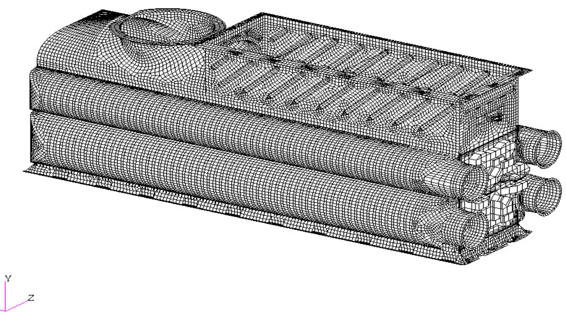 Finite element model of a heat exchanger this structure is