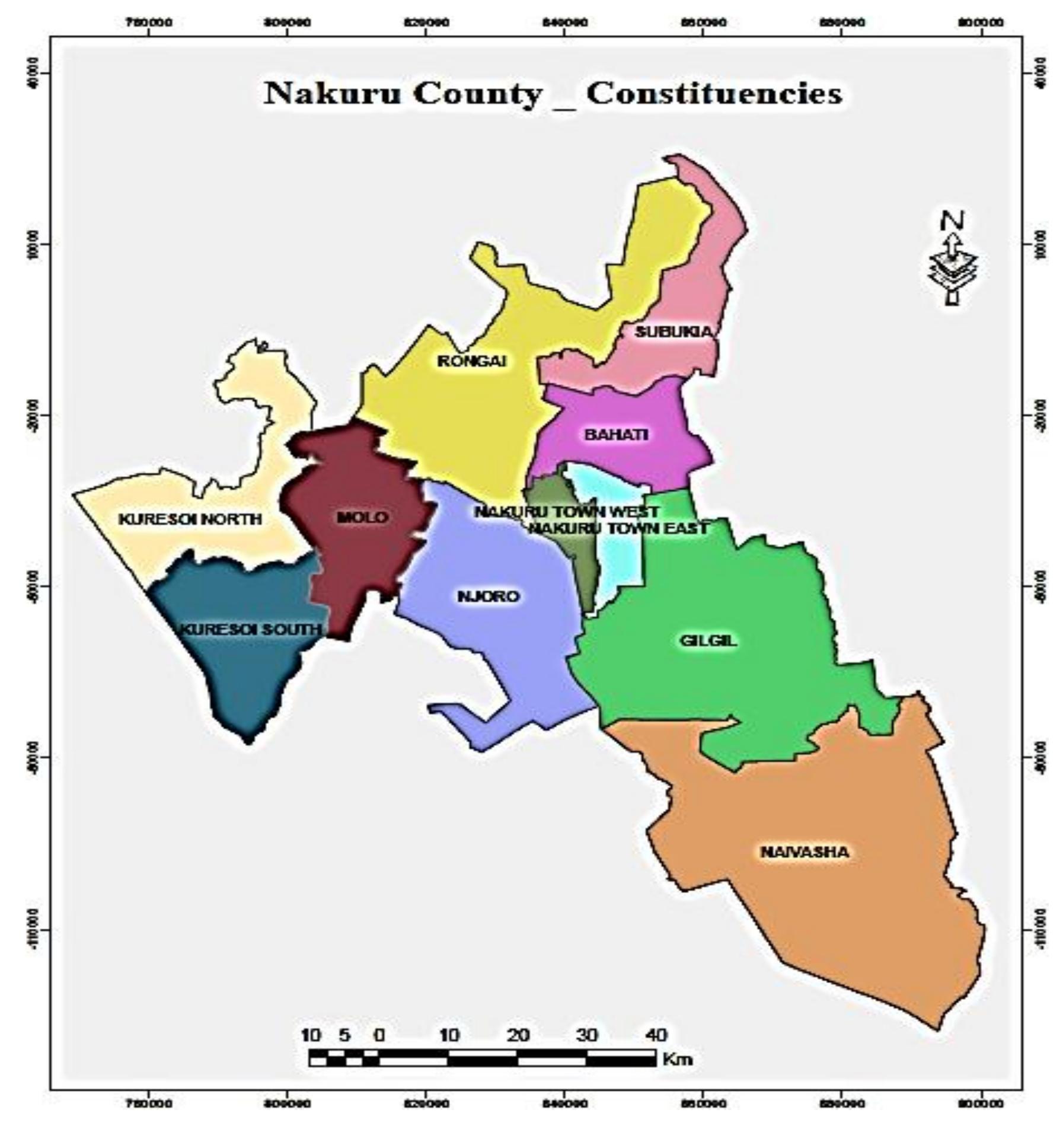 3.3: map of nakuru county with constituencies