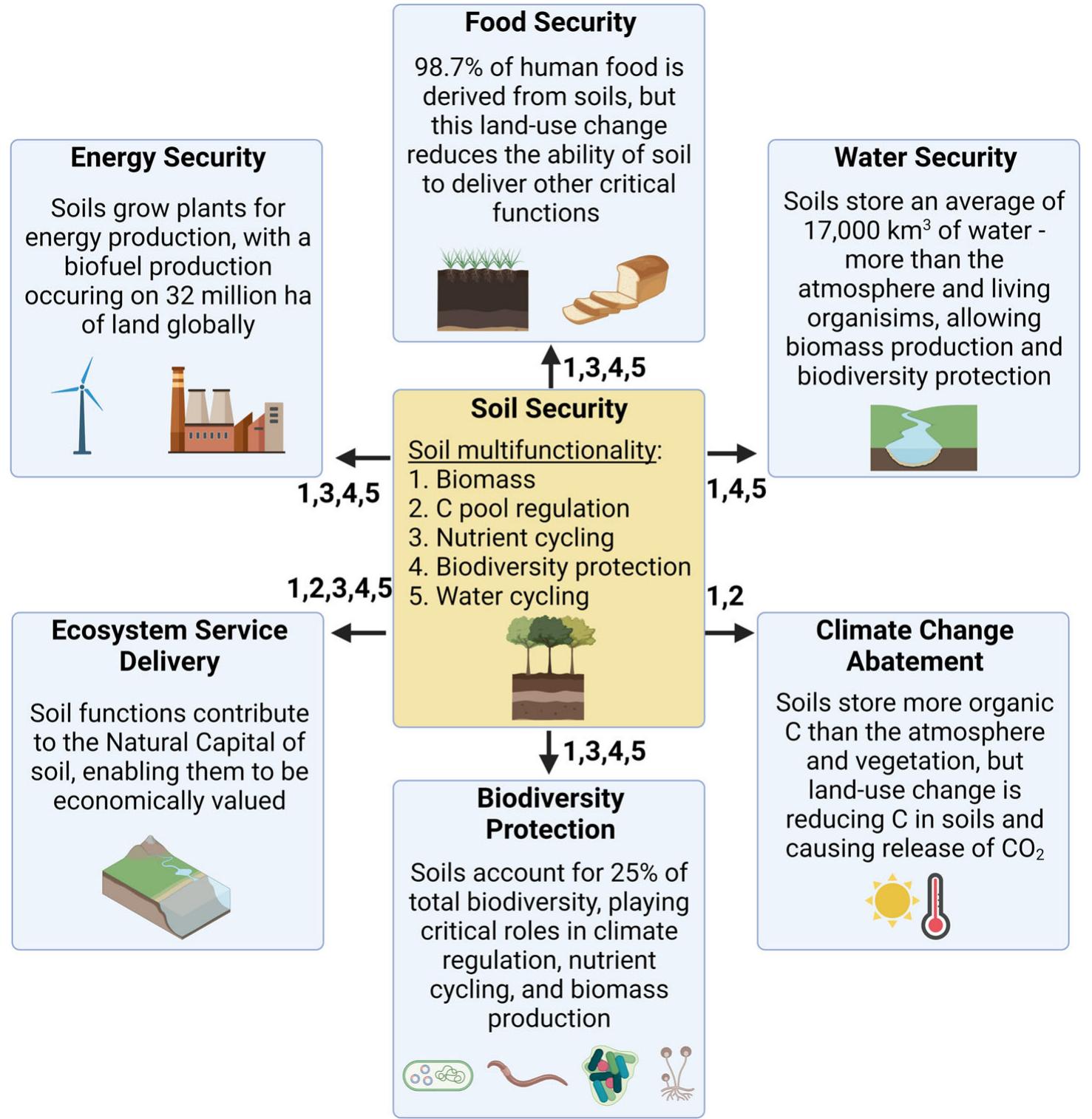 Alignment of soil functions to soil security and their