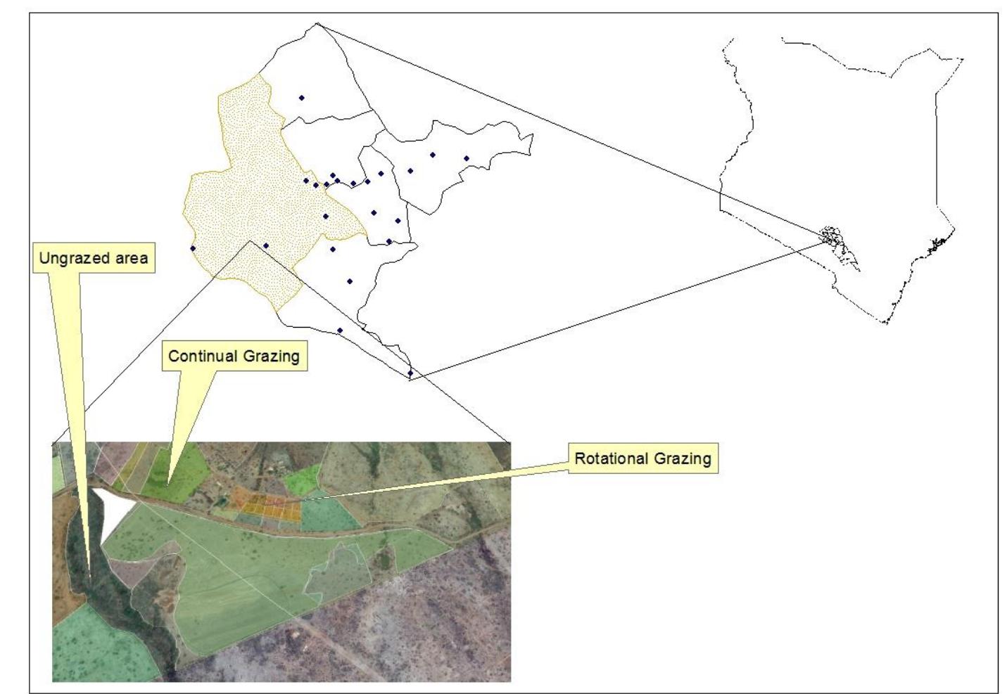 Map of a study area in relation to map of kenya experimental