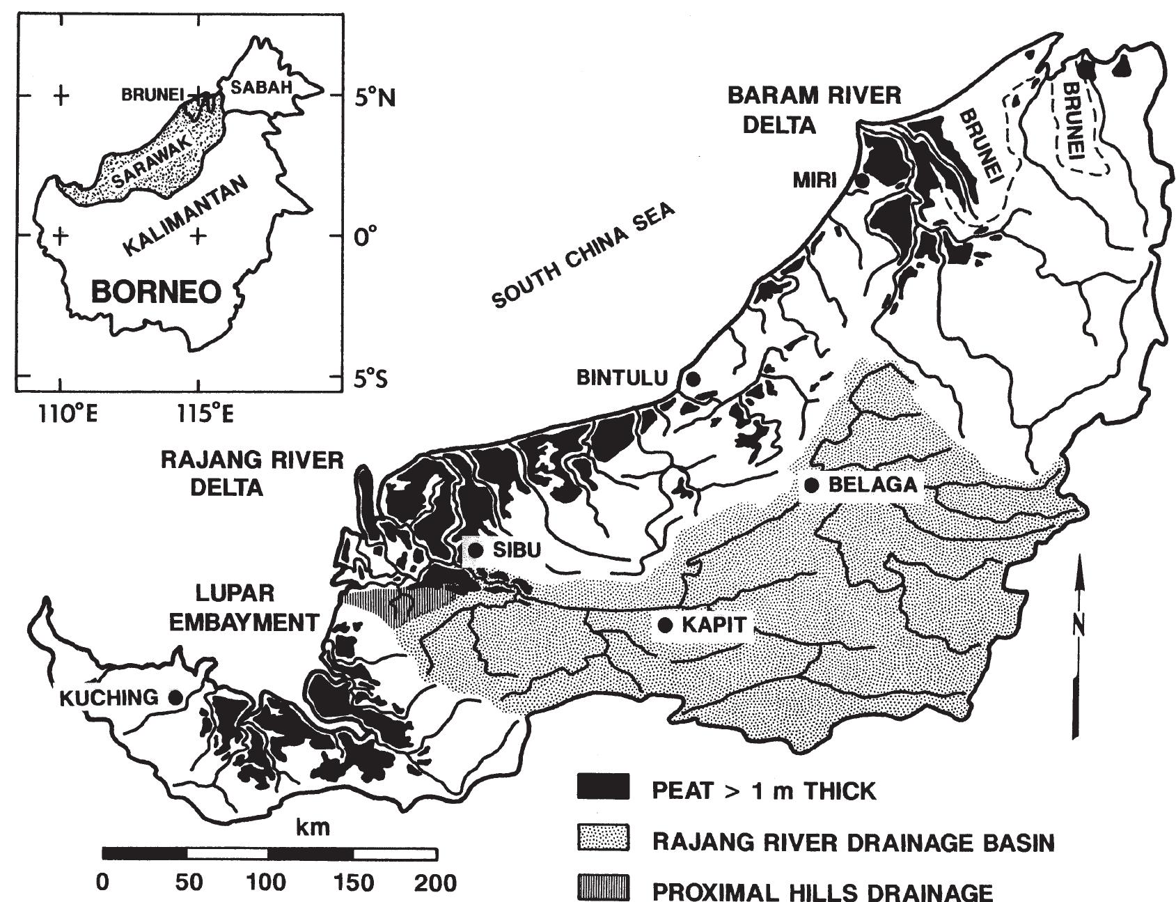 Fic. 1—map of sarawak, east malaysia, showing the locations