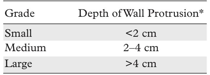 Grading of anterior rectocele *rectal wall protrusion is