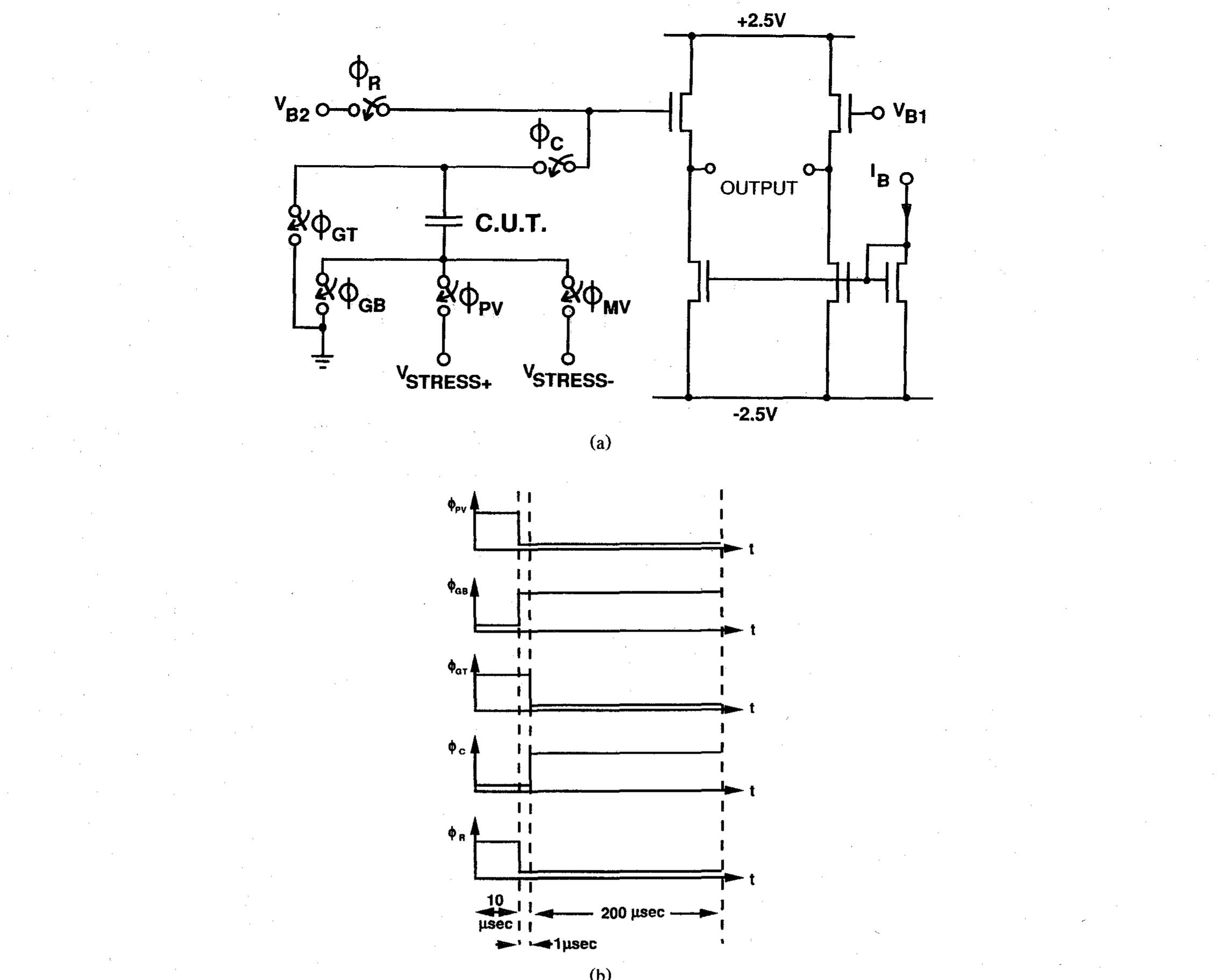 Monolithic capacitor test circuit: (a) simplified schematic