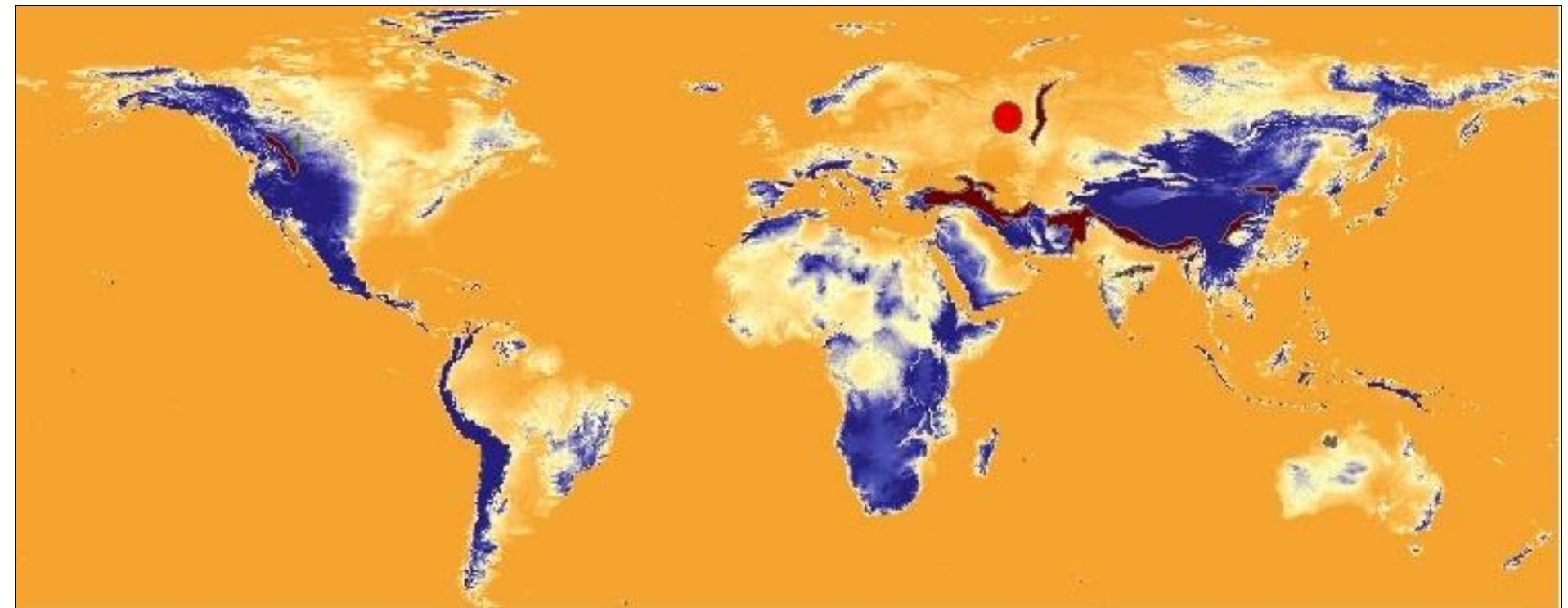 Map 1: showing shilajit exudation areas with chocolate