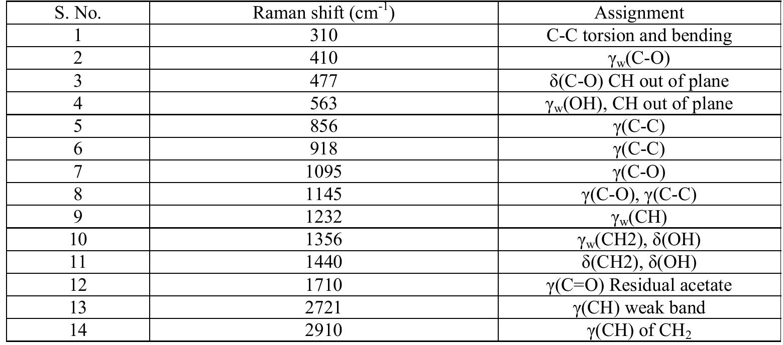 The assignment of different raman modes.