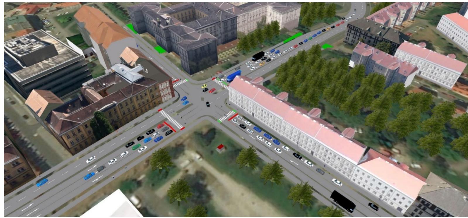 Current state of the selected intersection—3d model. a