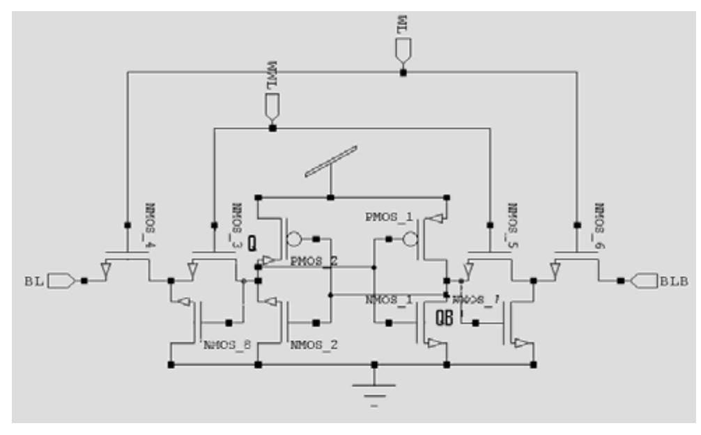 Schematic of 10t sram cell the 9t sram cell is shown in