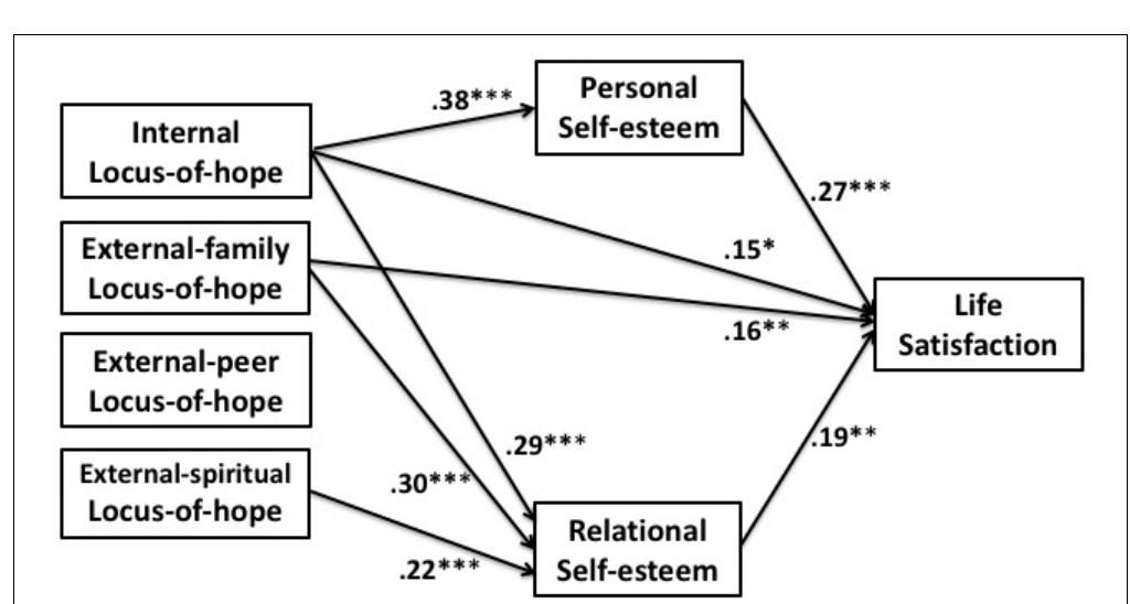 Summary of significant path coefficients in path analysis of