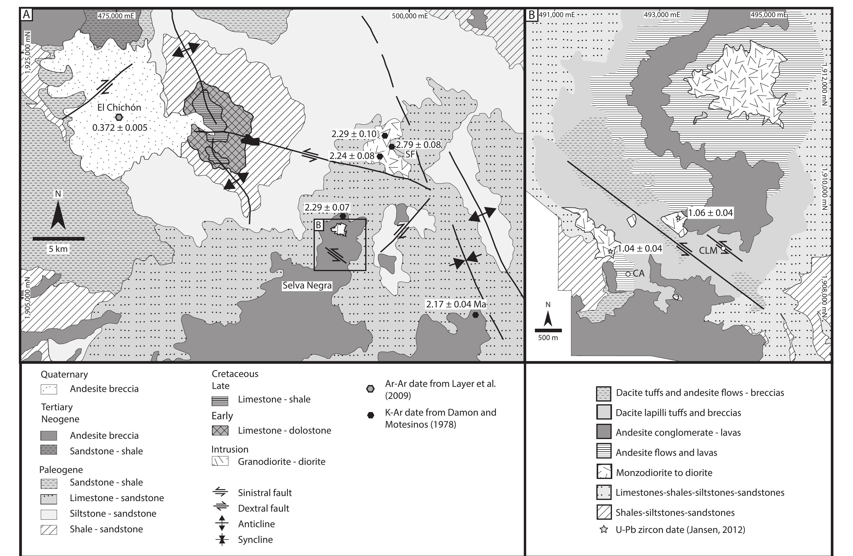 Geology of northern chiapas. a. simplified geologic map of