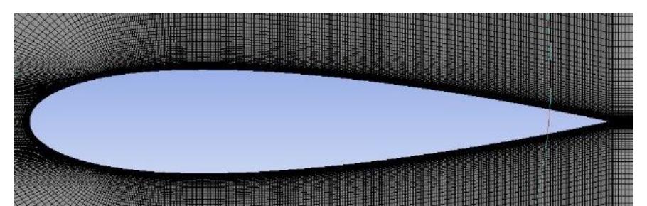 Magnified view of meshing for naca0018 airfoil. fig. 3:
