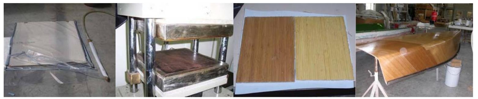 Manufacturing process of bamboo boat hull for water sports