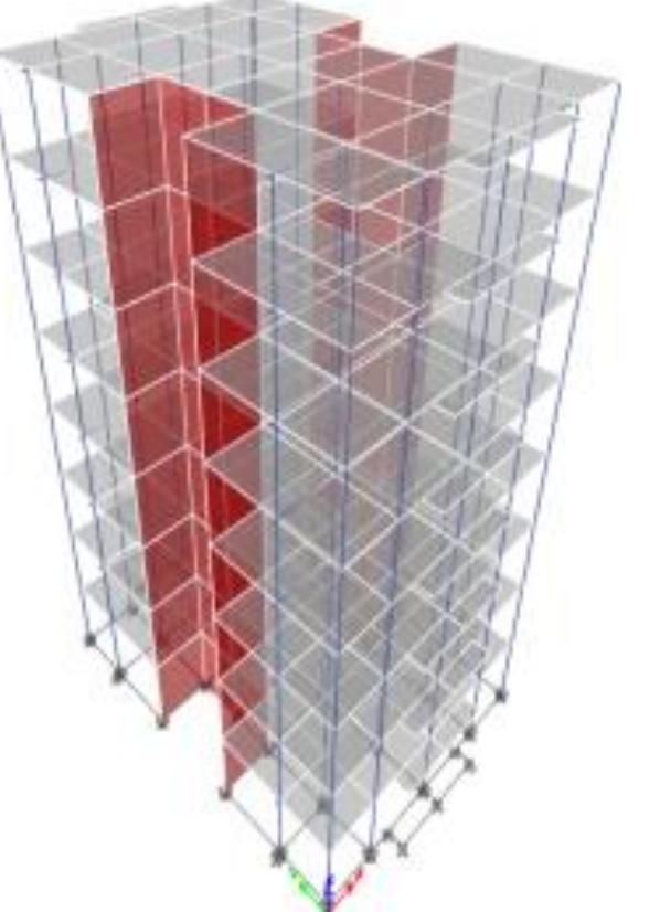 Geometry model of building with shear wall location 2