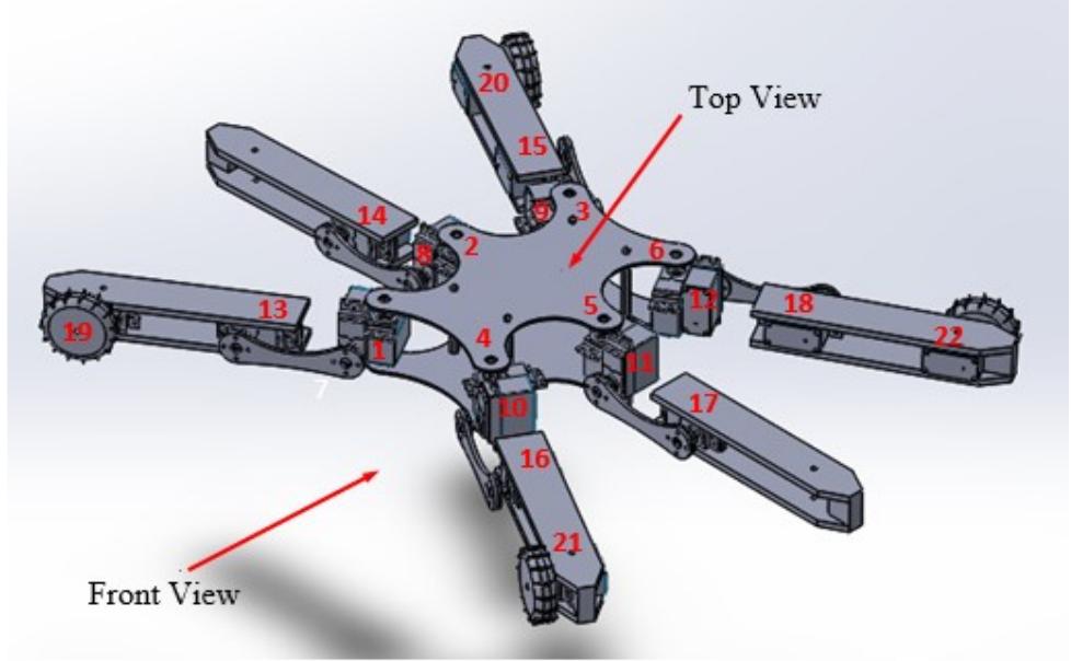 isometric view of the robot’s gait after system