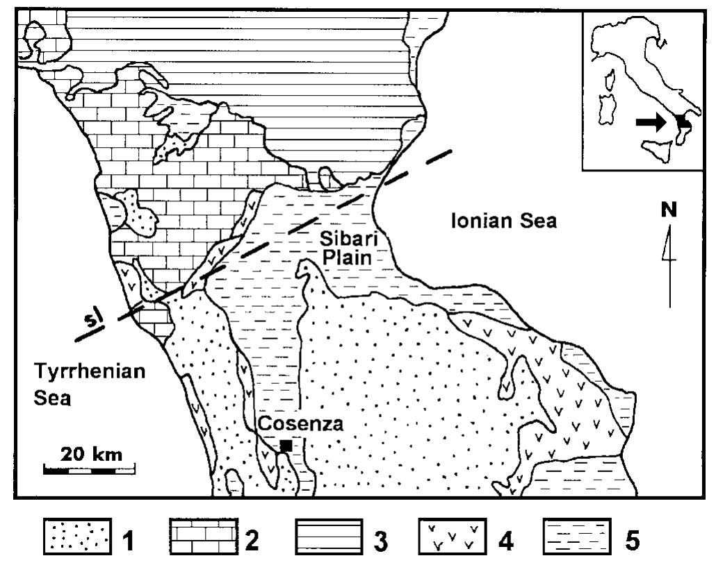 Geologic map of northern calabria (italy) 1 = igneous and
