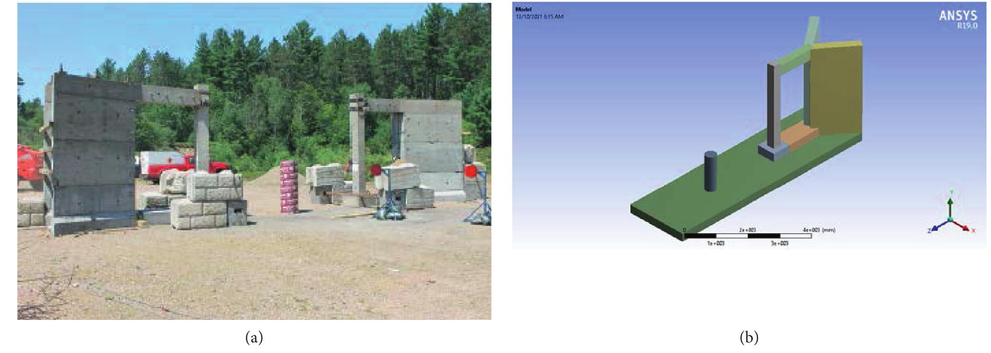 Conv_20 test column and location of 150 kg anfo explosive: