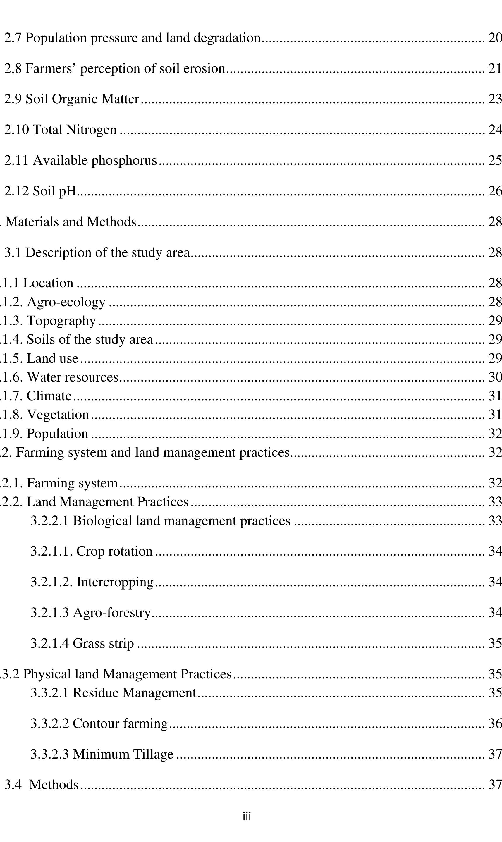 Table 2 - Assessing the role of traditional land management
