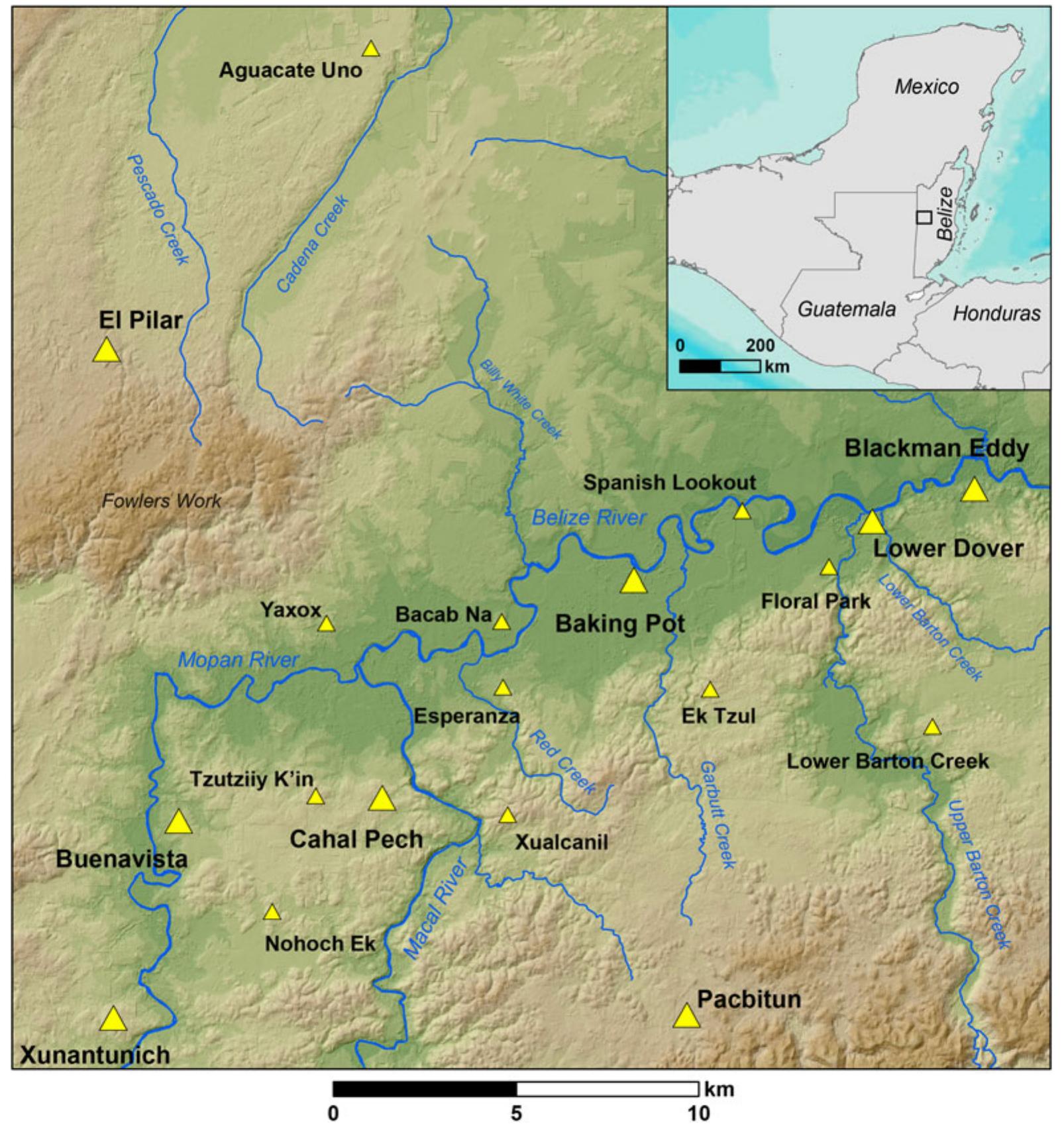 Map of the belize river valley (map by claire e. ebert).