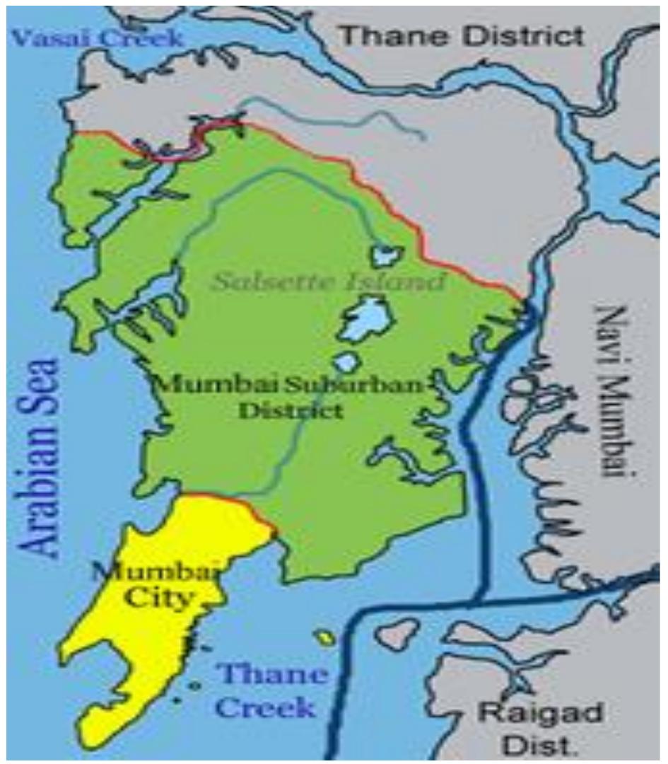 Study area (map not to scale) mumbai is bounded by the