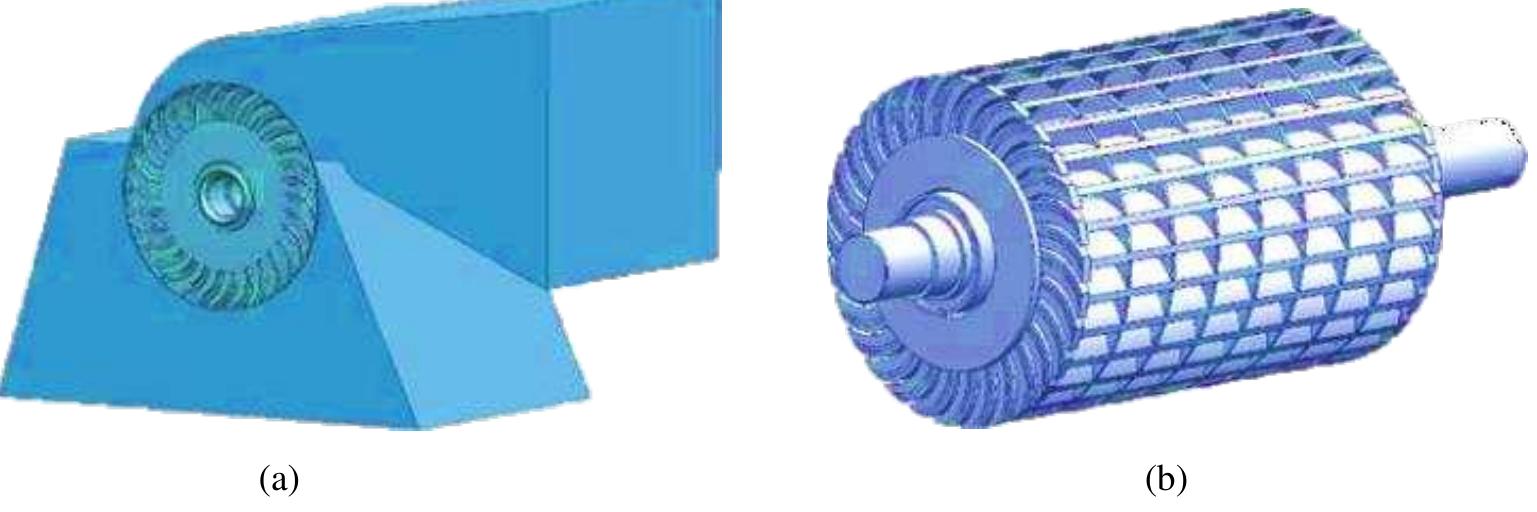 The cad models prepared for cfd analysis: (a) turbine