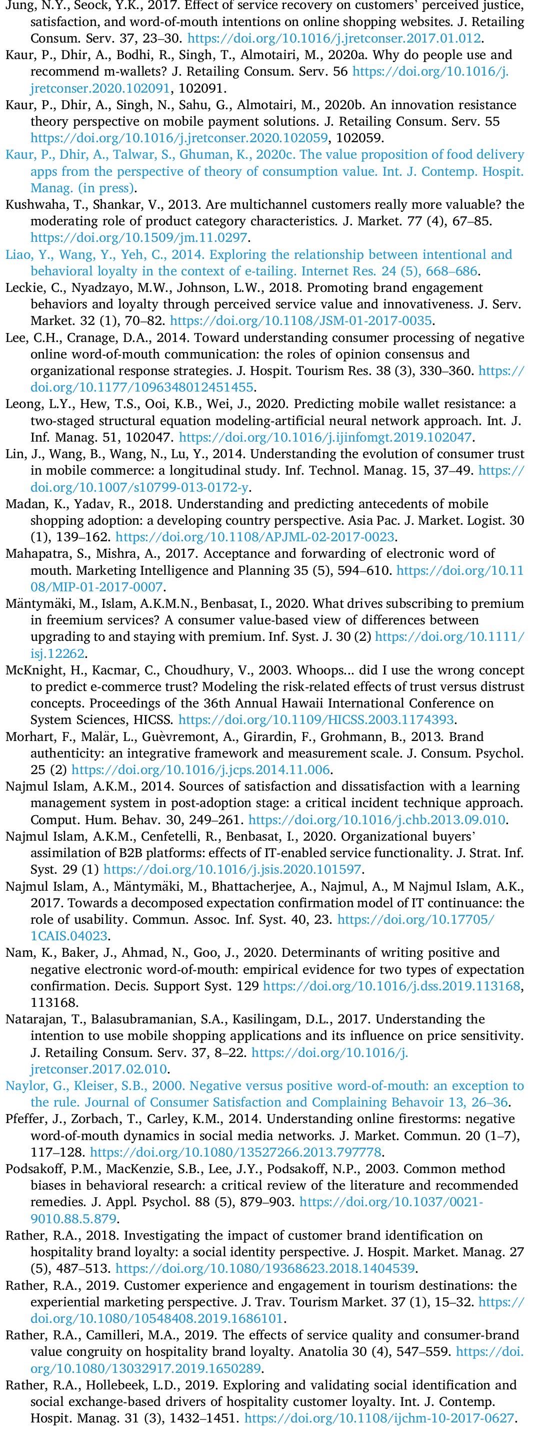 Table 6 - Positive and negative word of mouth (WOM) are not