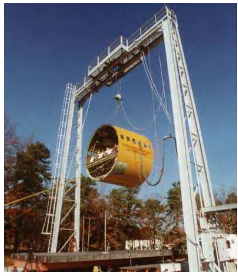 | shows the vertical drop tower test facility. the