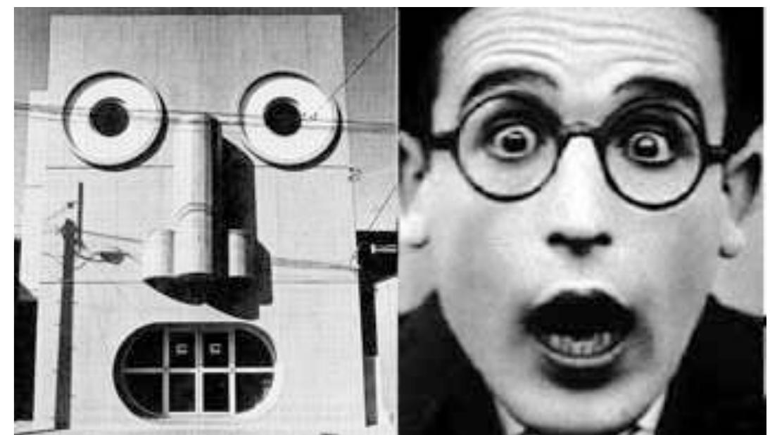 Similarity between the human face and a facade design