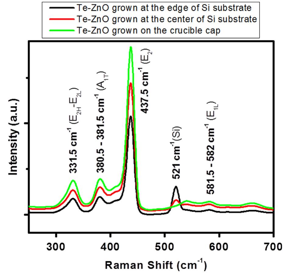 Raman spectra of the as-synthesized films grown on different