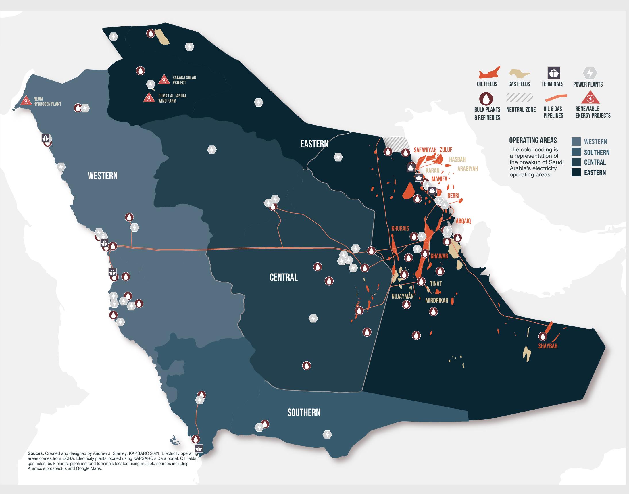 B2. map of the oil and gas fields and pipelines in saudi