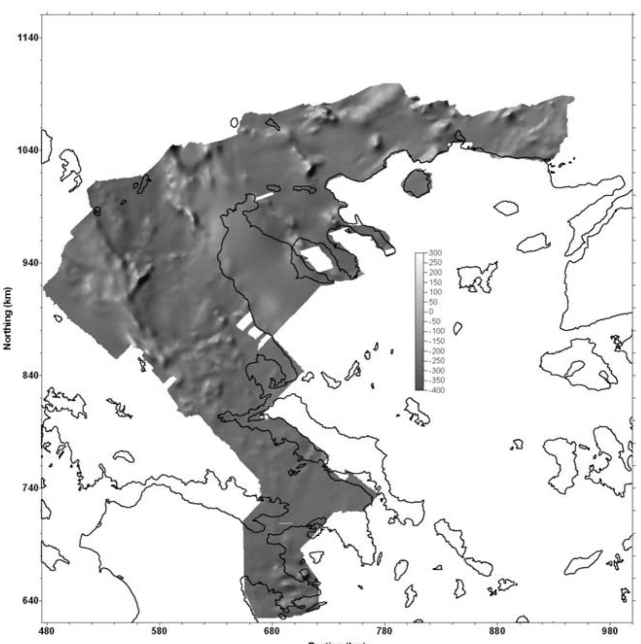 The aeromagnetic map of the hellenic mainland homogenized at