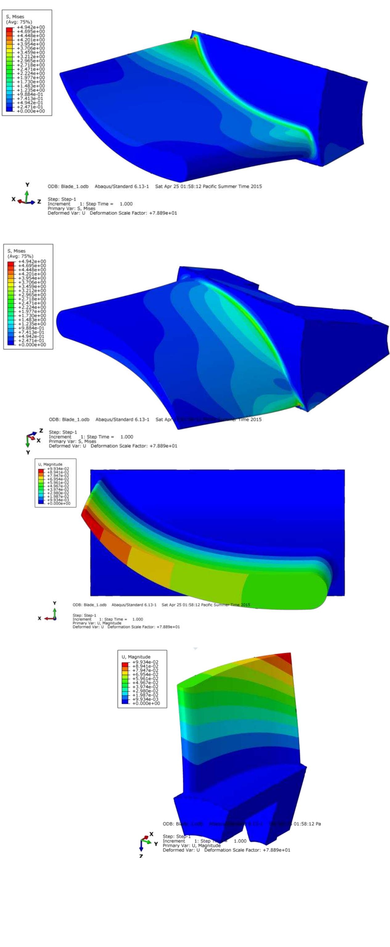 Some result plots are shown below, units are in mpa and mm