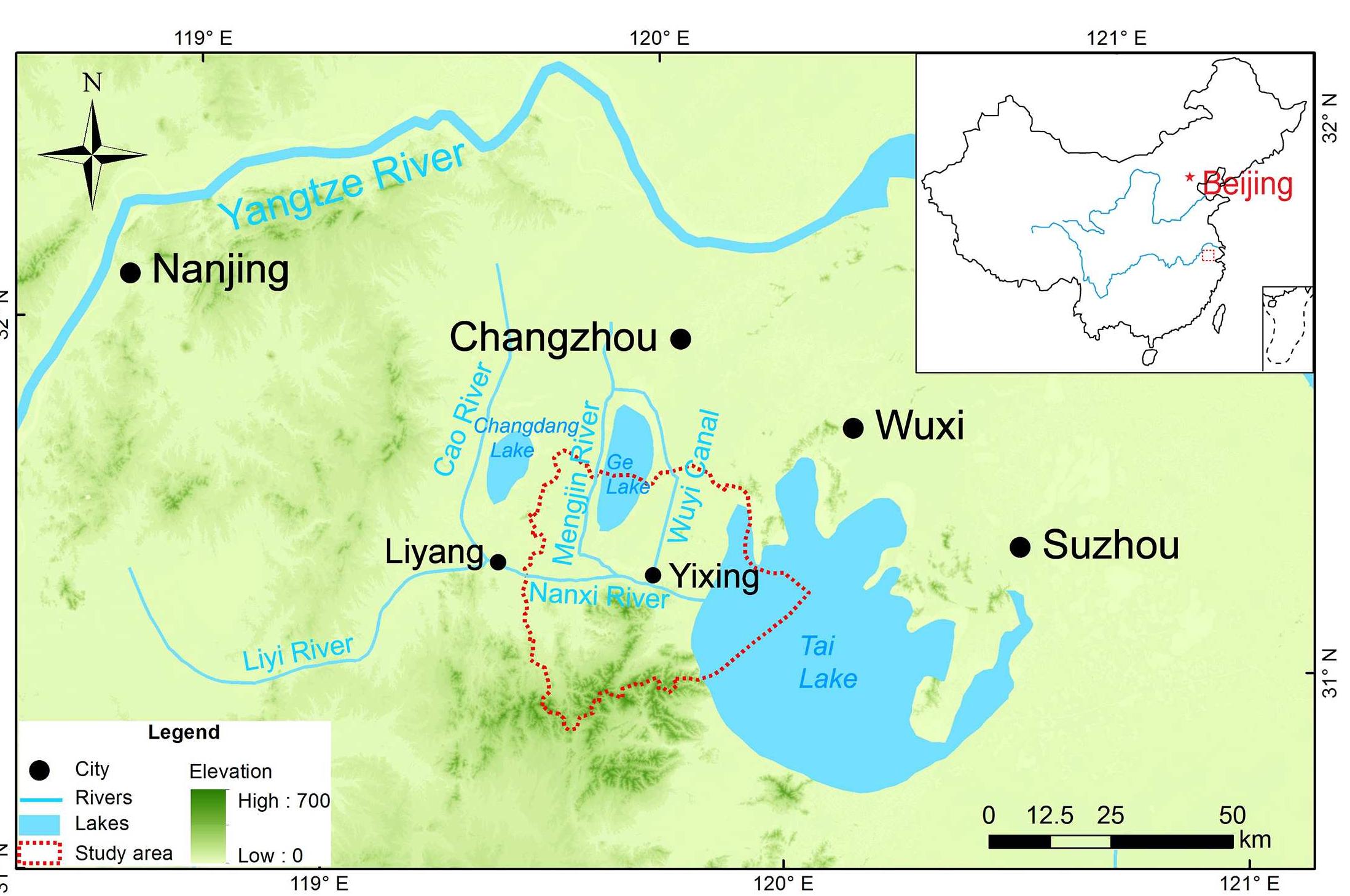 Location map of yixing. the map was generated in arcgis