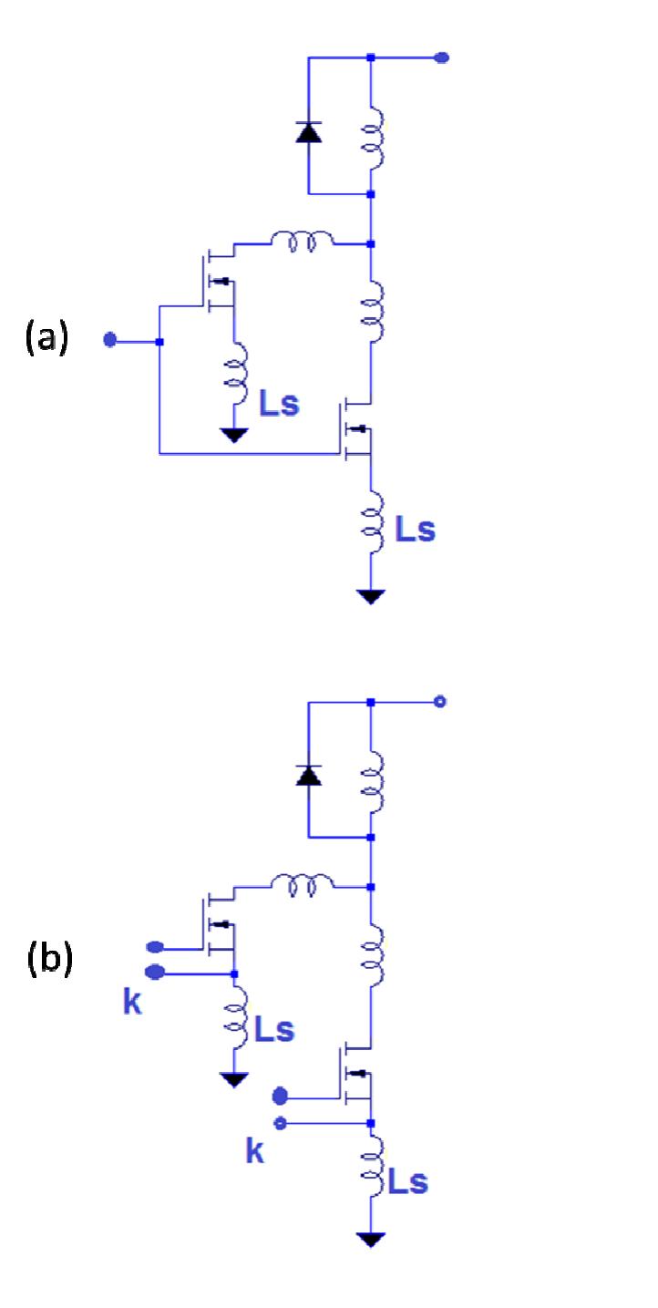 Gate circuit topology with (b) and without (a) kelvin