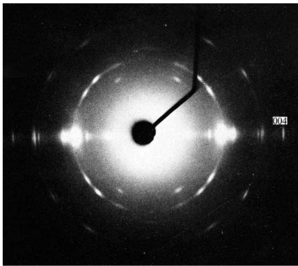 Fic. 2 x-ray diffraction photograph showing both crystal