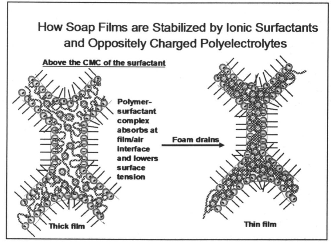 A schematic illustration of foam stabilization by cationic