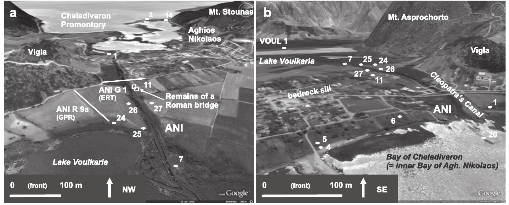 Bird’s eye views of the aghios nikolaos bedrock sill between