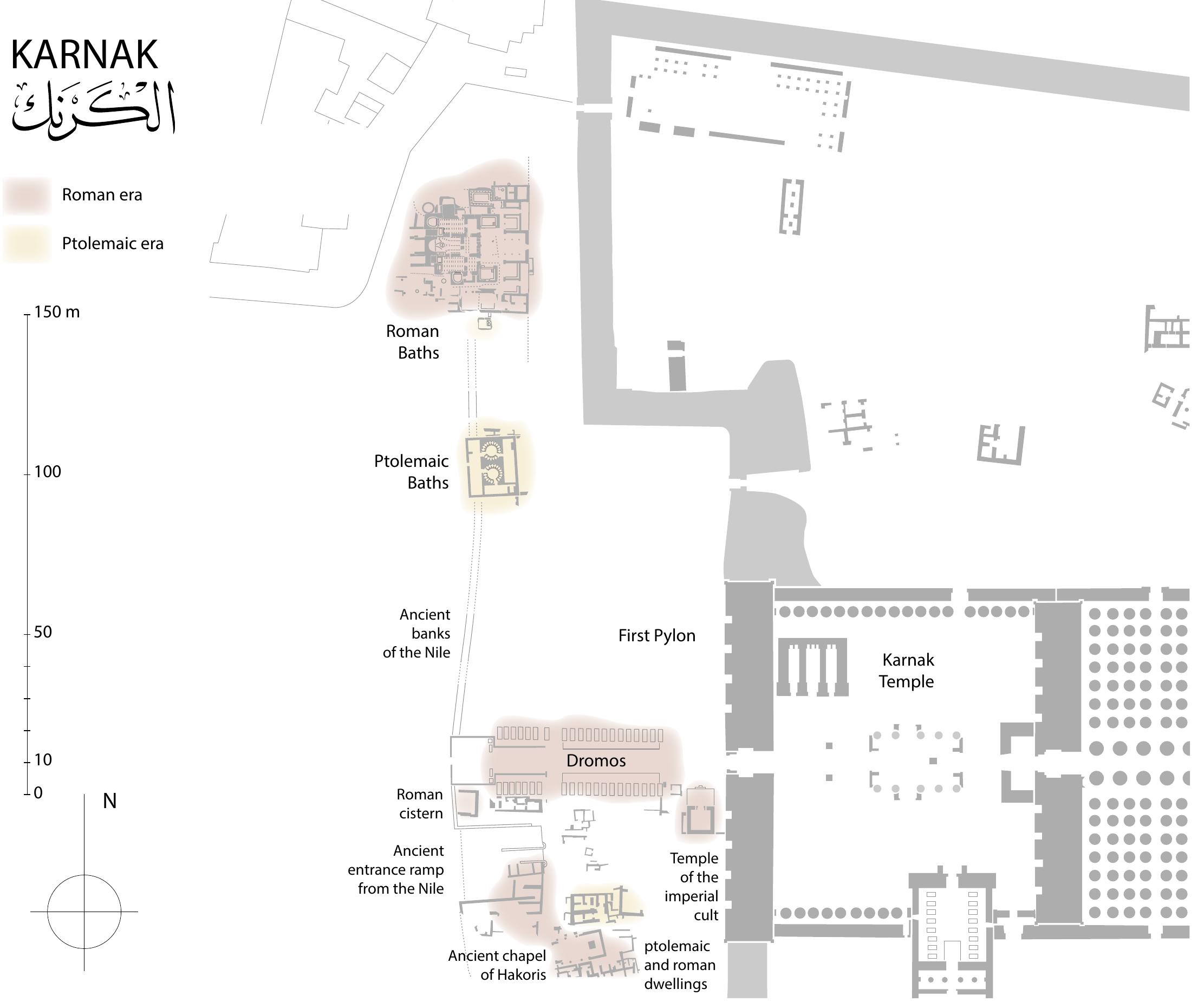 Map showing the constructions discovered in front of the