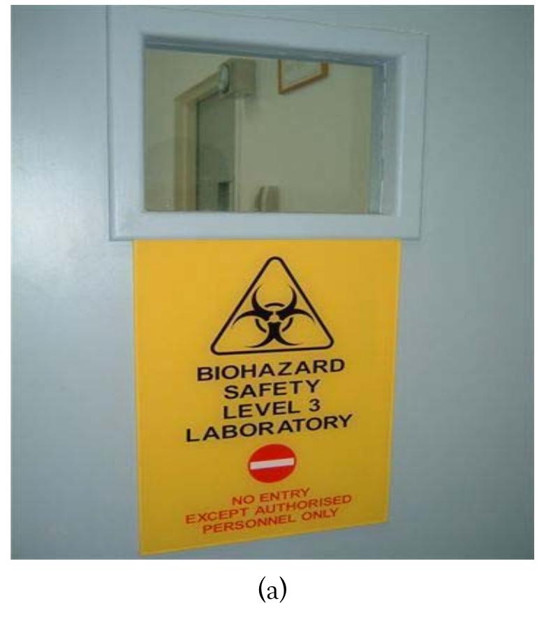 The international biohazard warning symbol and sign are