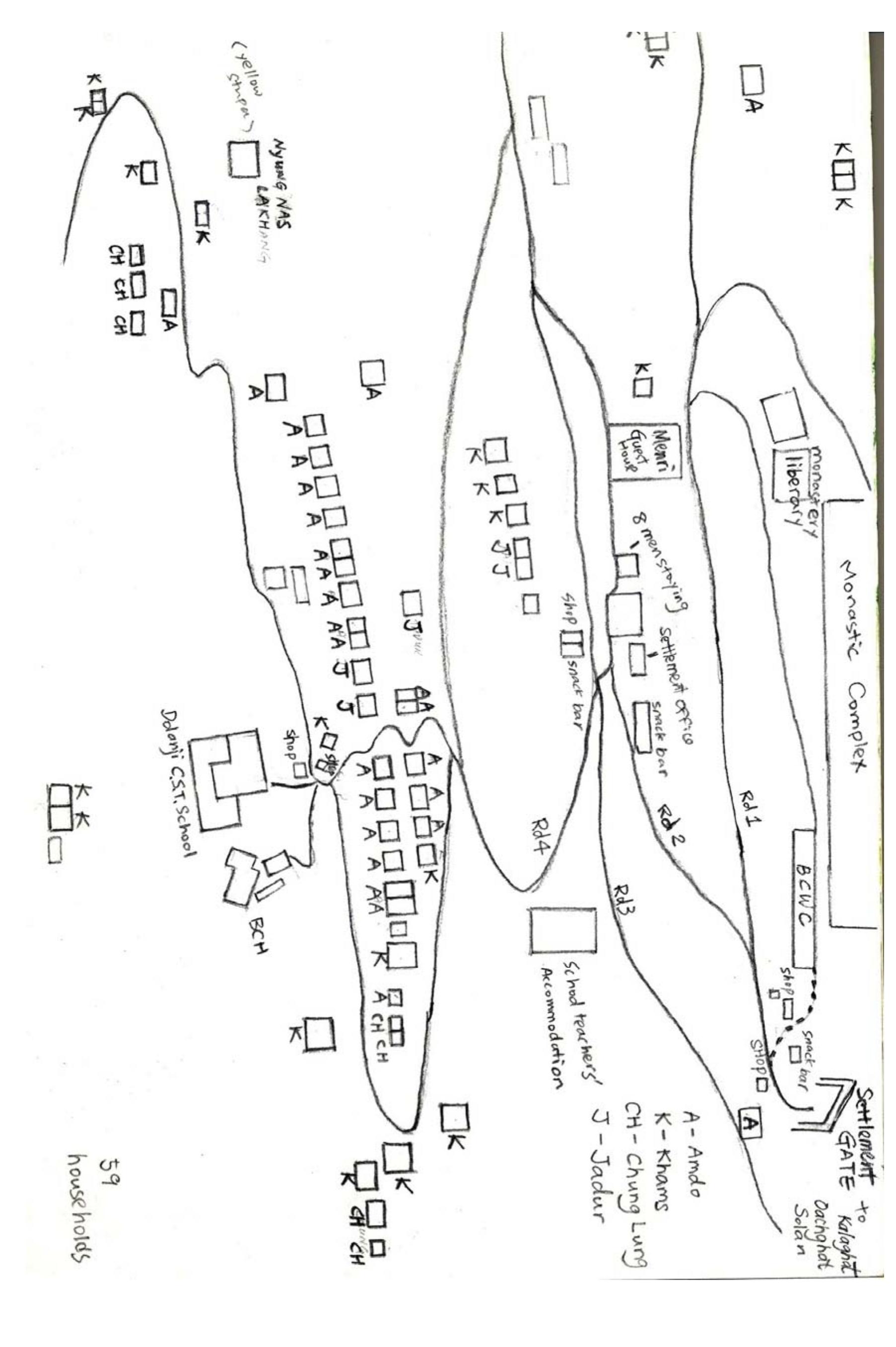 Settlement layout in the vicinity of the monastery