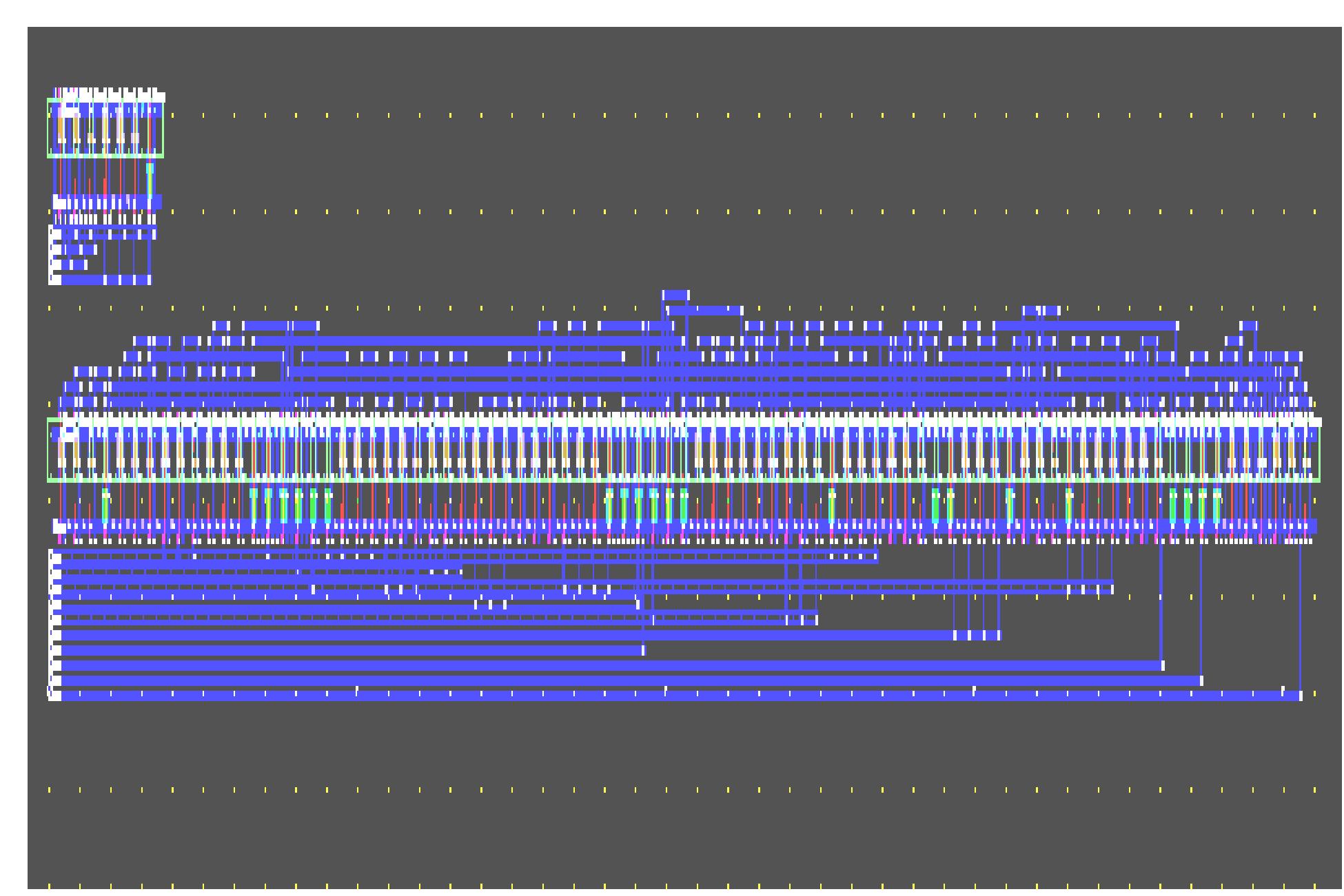 Layout diagram of a 4:1 multiplexer using 90 nm cmos in