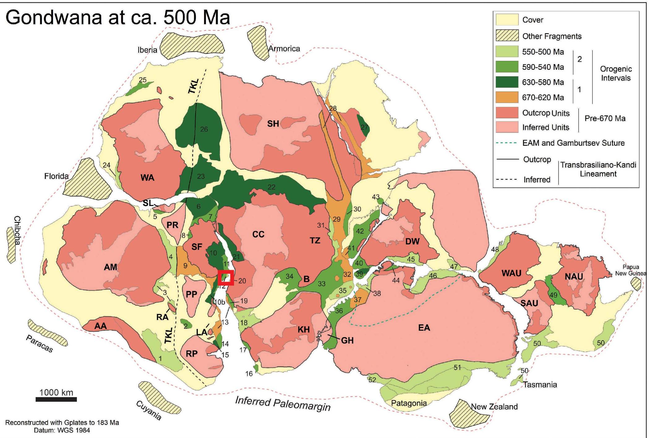Gondwana configuration showing the location of the guanabara